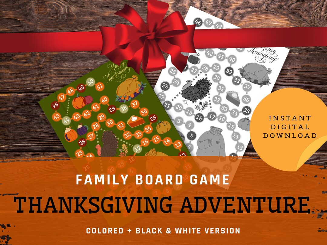Thanksgiving Family Board Game | Thanksgiving Adventure | Instant ...