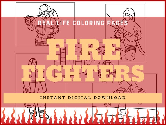 Real Firefighter Coloring Pages Fireman and Firewoman | Etsy