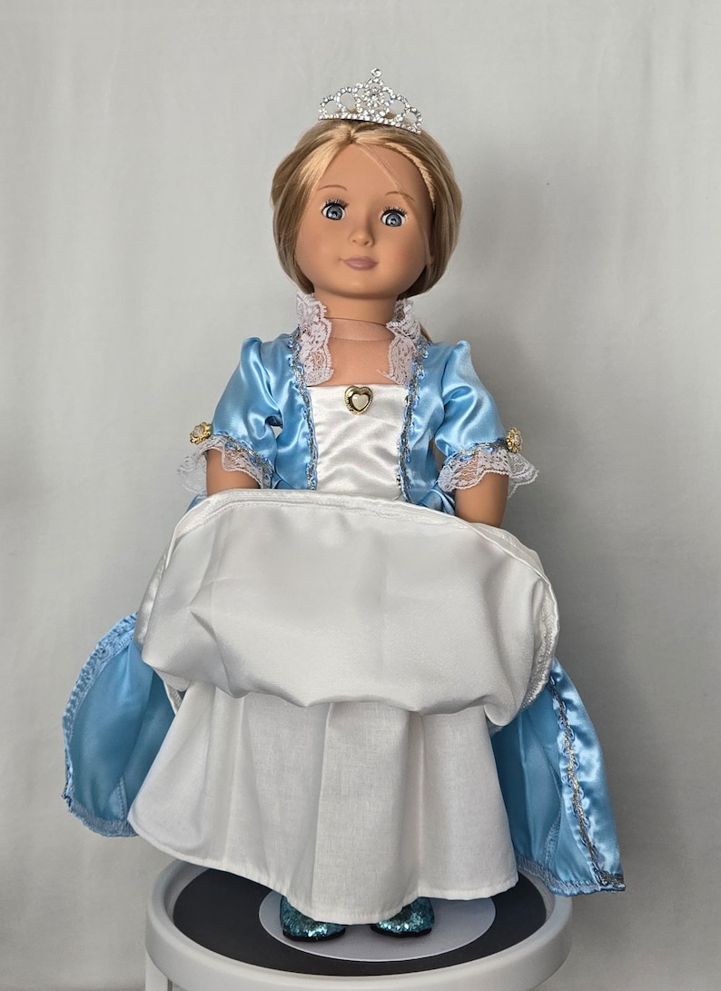 Handmade Rococo Doll Outfit: Blue & Gold Gown With Tiara (fits 18 Inch ...