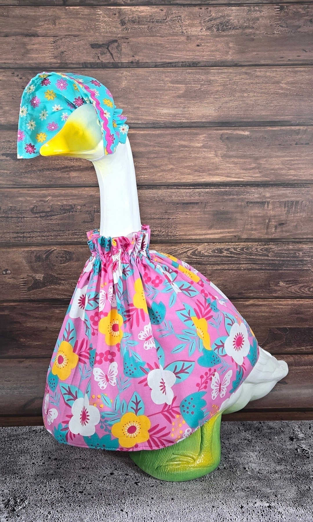 Pink, Aqua & Yellow Floral Porch Goose Outfit - Etsy