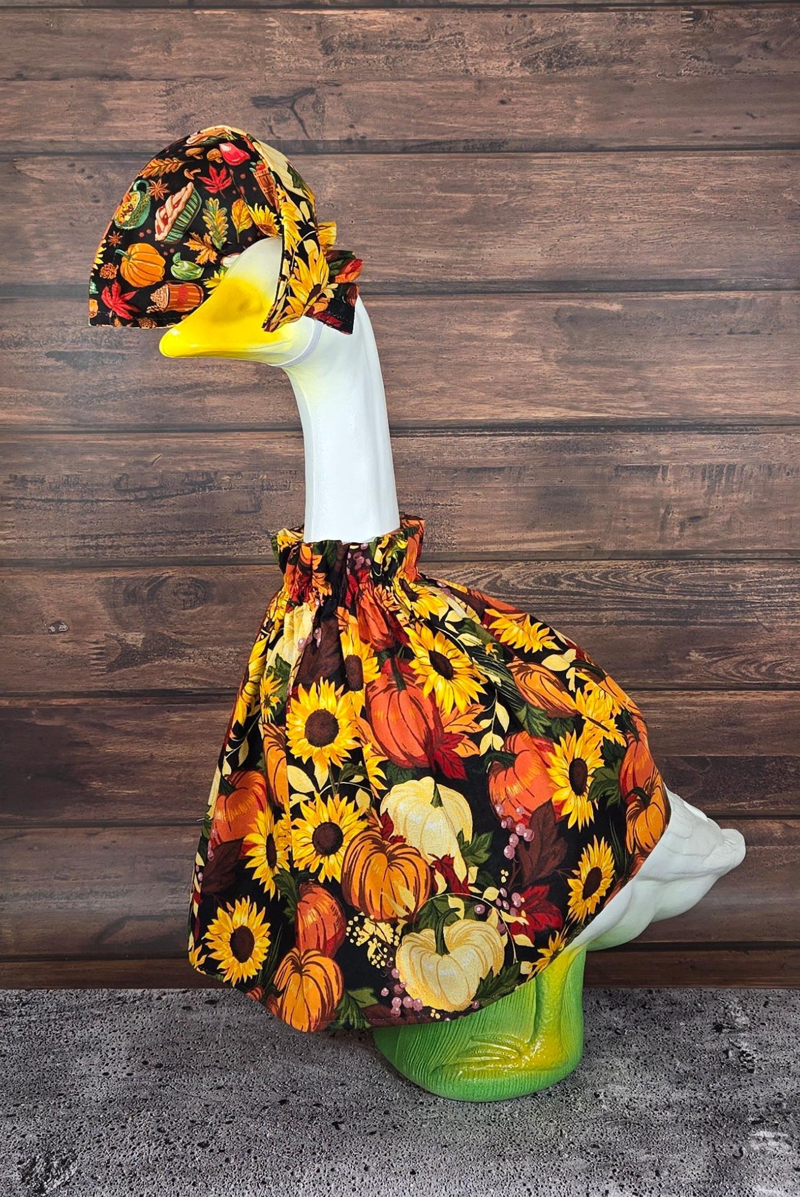 Colorful Autumn Harvest Pumpkins & Sunflowers Large Porch Goose Outfit ...