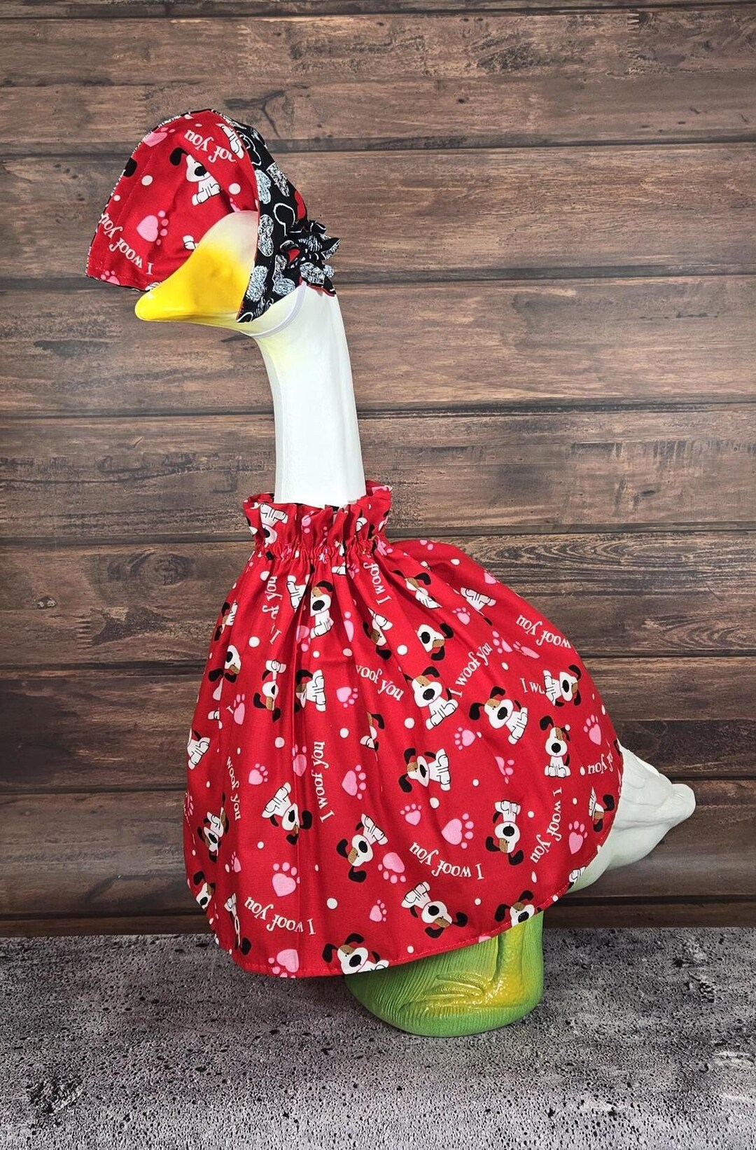 Red I Woof You Cartoon Dogs Valentine's Day Large Porch Goose Outfit - Etsy