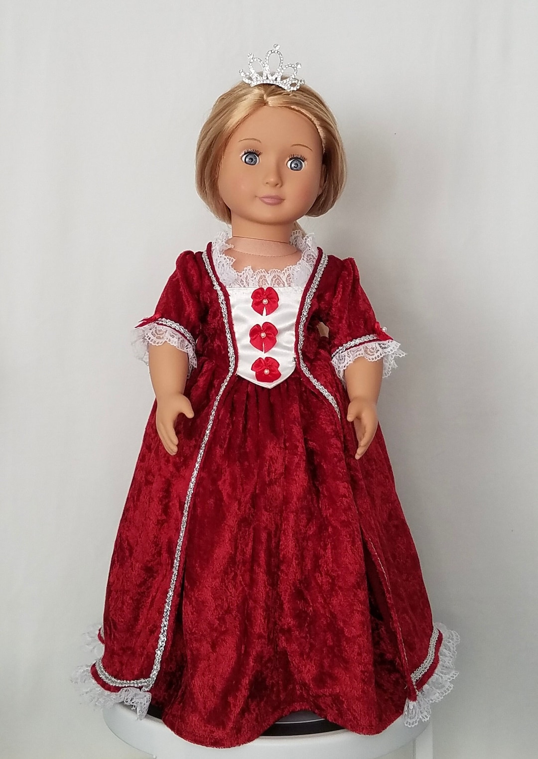 Red & White Fancy Dress Rococo 1700s Princess Outfit With Tiara for 18 ...