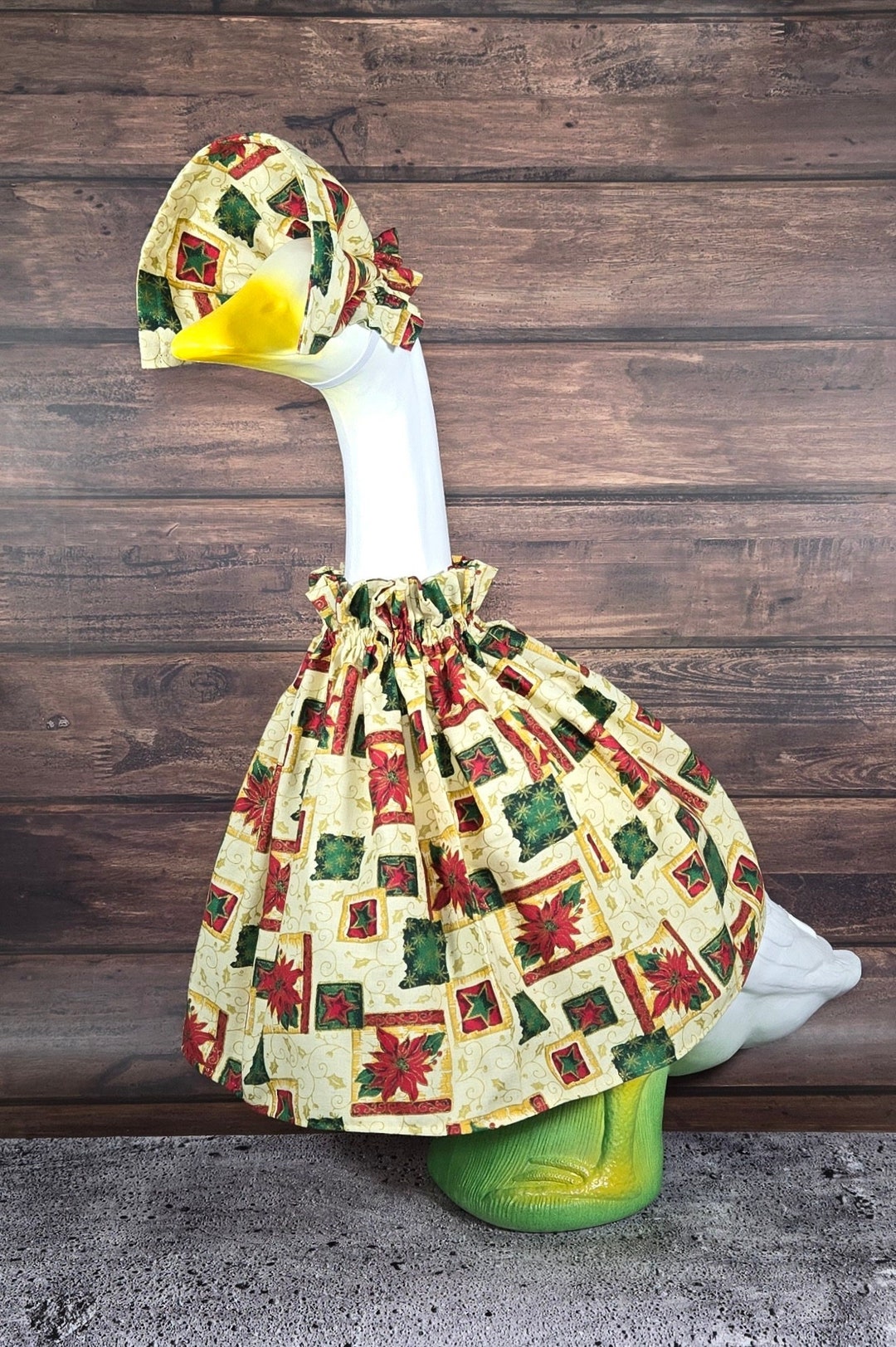 Red Poinsettia Squares Porch Goose Outfit - Etsy