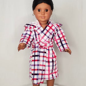 Pink, Purple & White Plaid Robe With Hood for 18 Inch Doll - Etsy
