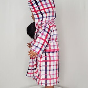 Pink, Purple & White Plaid Robe With Hood for 18 Inch Doll - Etsy