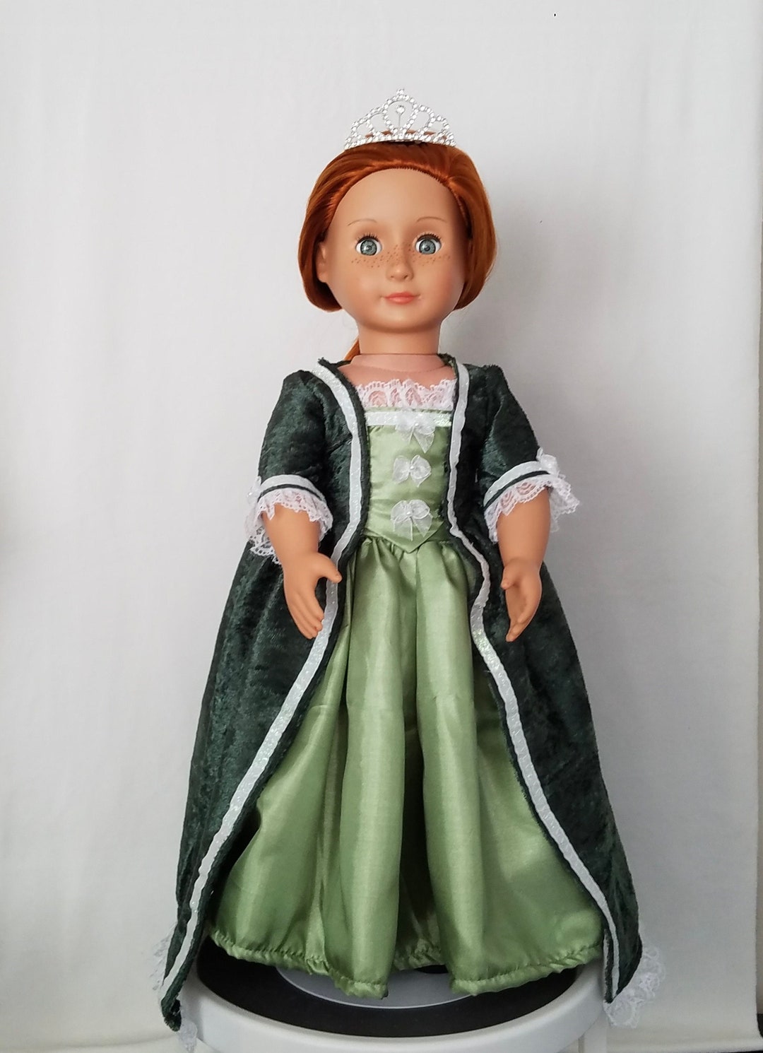Green & White Fancy Dress Rococo 1700s Princess Outfit With Tiara for ...