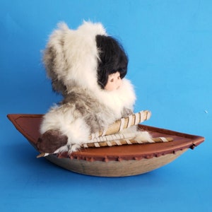 ESKIMO Doll in Canoe With Paddles, Collectible Doll, Limited Edition ...
