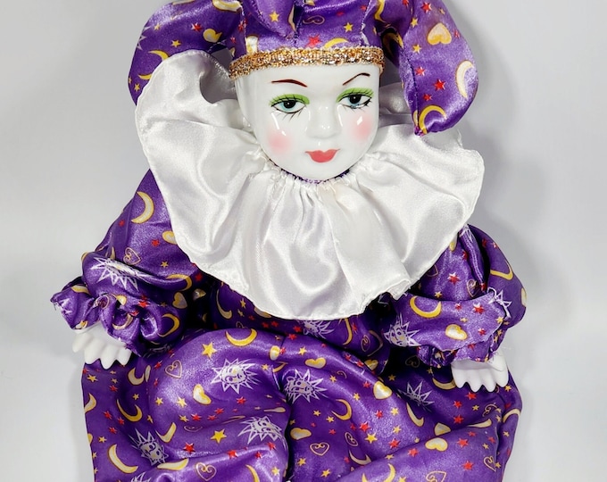 Purple Porcelain Harlequin Jester Clown Doll, 19 Inch Tall - Etsy