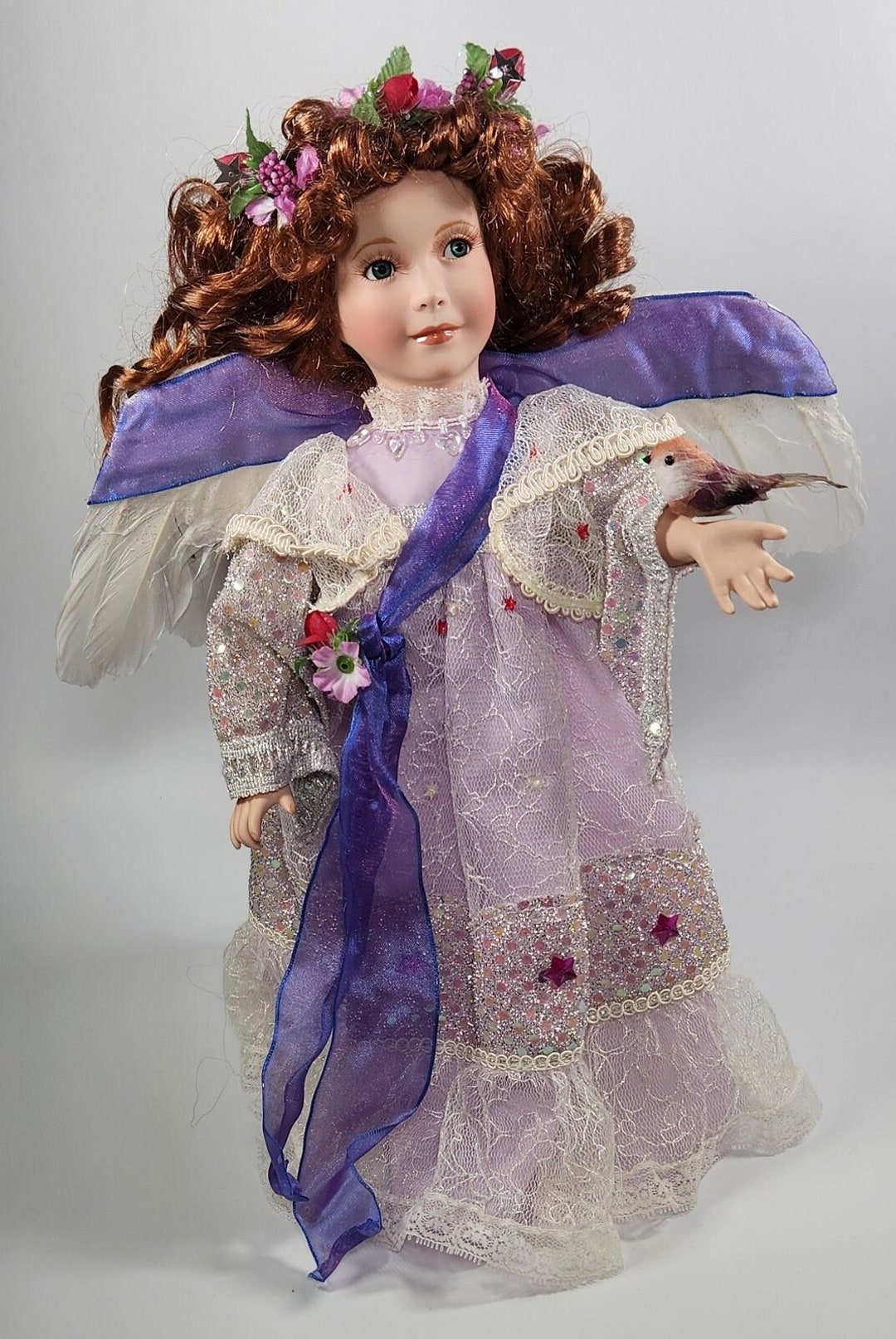 Genuine Fine Porcelain Angel Doll, Adorable Porcelain Doll, Purple ...