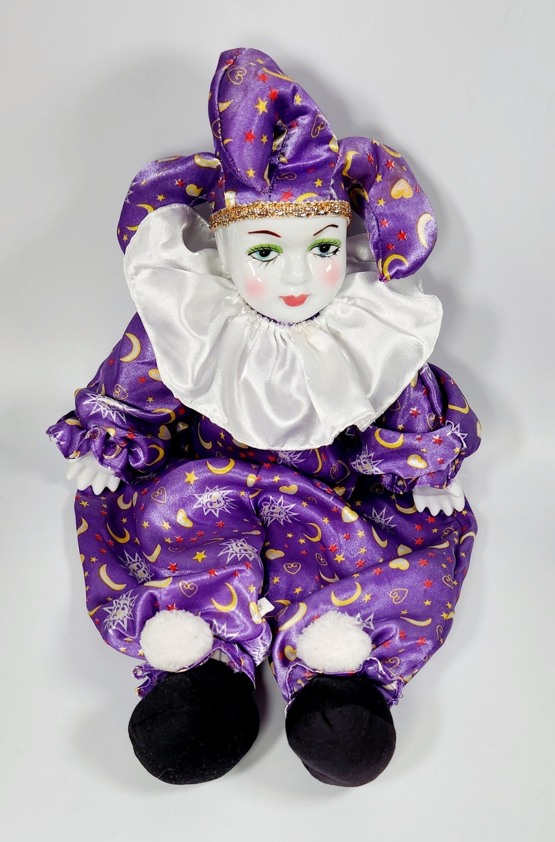 Purple Porcelain Harlequin Jester Clown Doll, 19 Inch Tall - Etsy