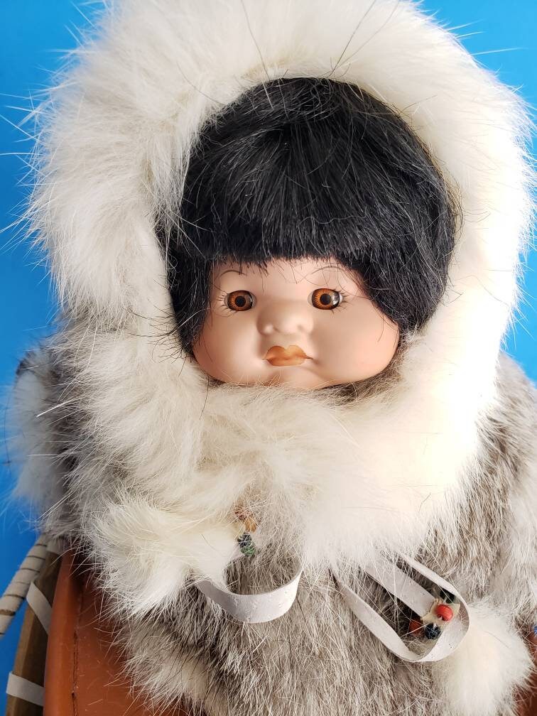 ESKIMO Doll in Canoe With Paddles Collectible Doll Limited - Etsy