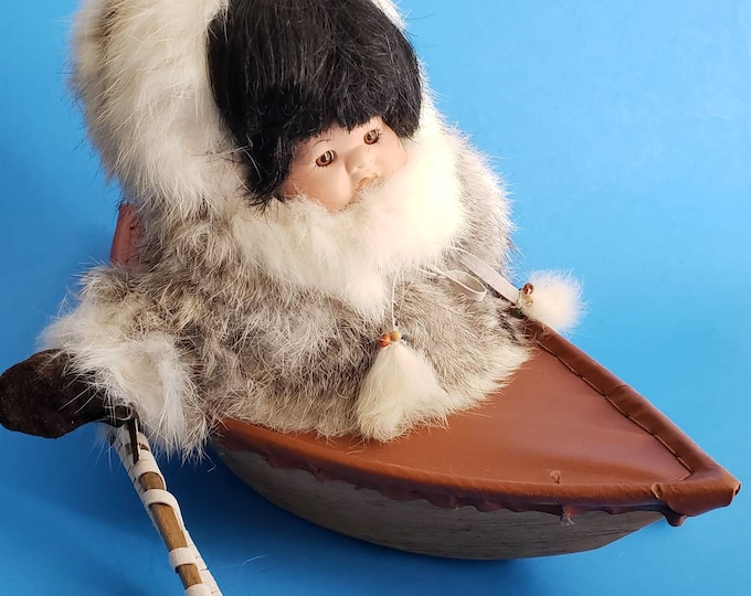 ESKIMO Doll in Canoe With Paddles, Collectible Doll, Limited Edition ...