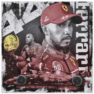 Lewis Hamilton Portrait Ferrari Illustrated Poster Unframed - Graffiti ...