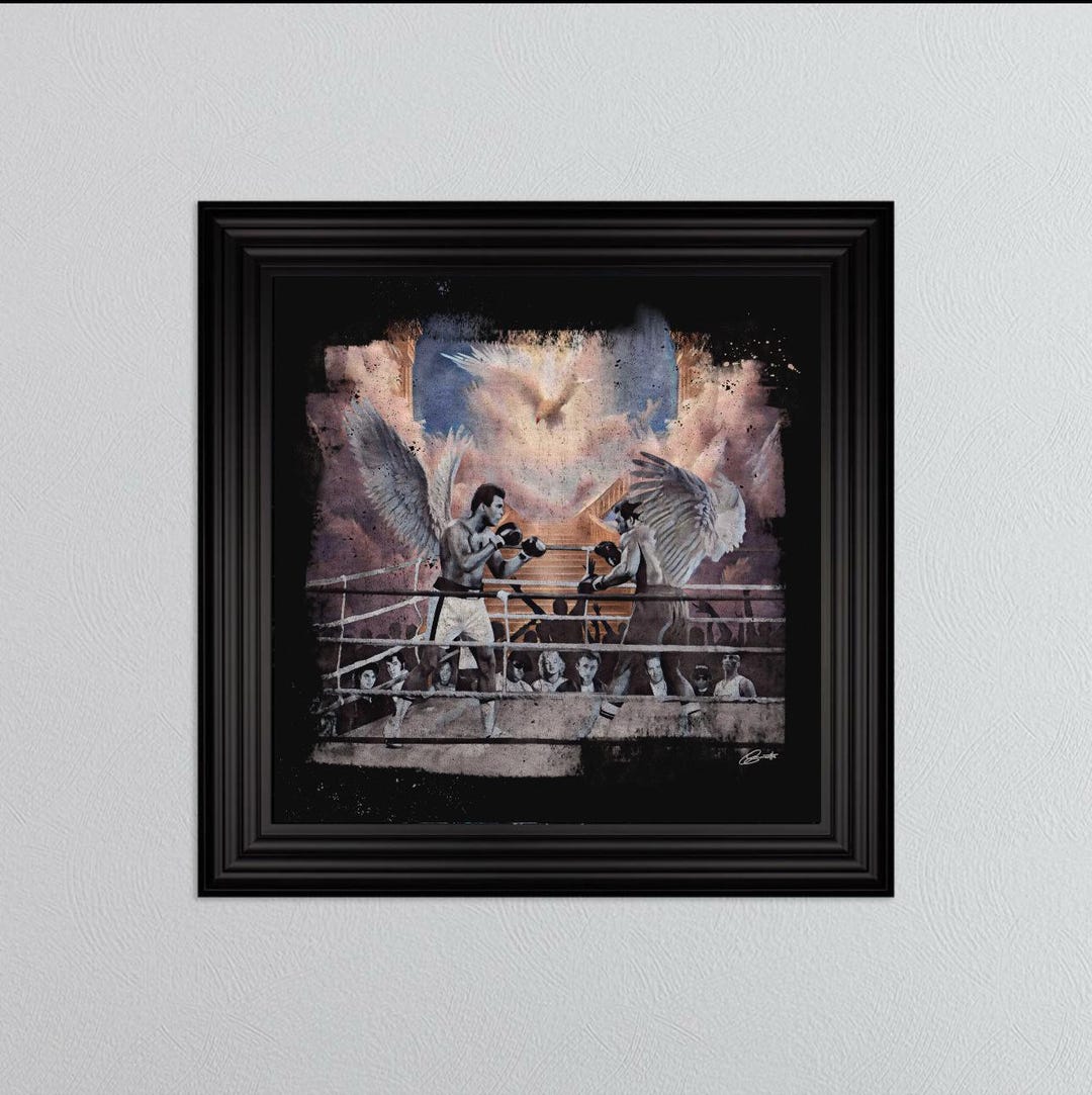 Muhammad Ali Vs George Foreman as Angels Poster Unframed - Vintage ...