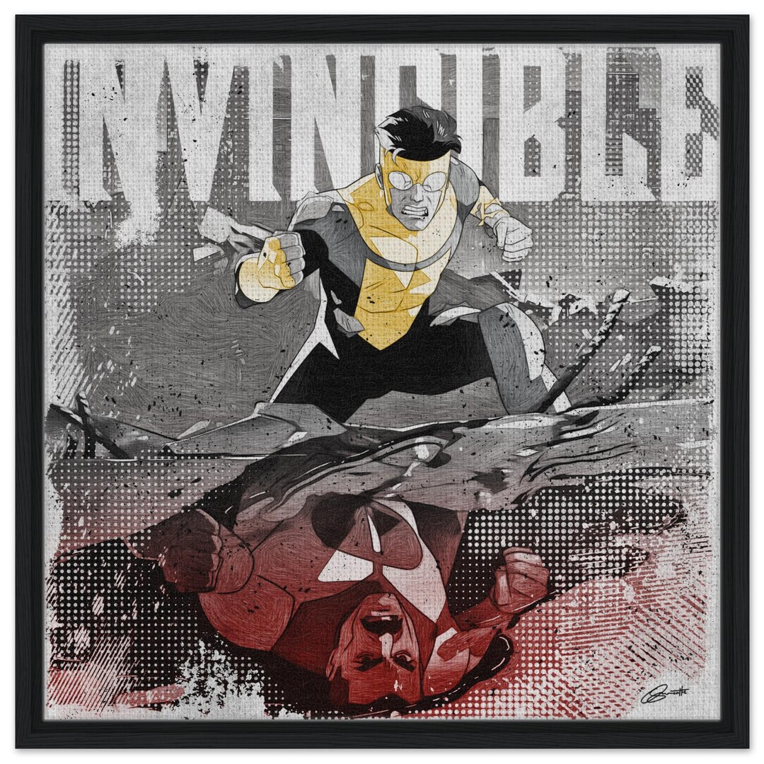 Invincible Inspired FRAMED CANVAS Art - Premium Comic Art - Colorful ...