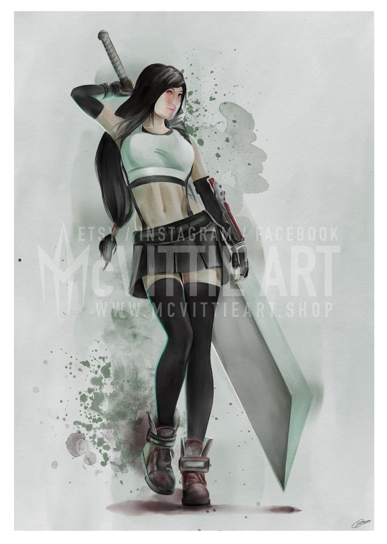Tifa Lockhart Watercolour Art Print Poster Drawing Painting | Etsy