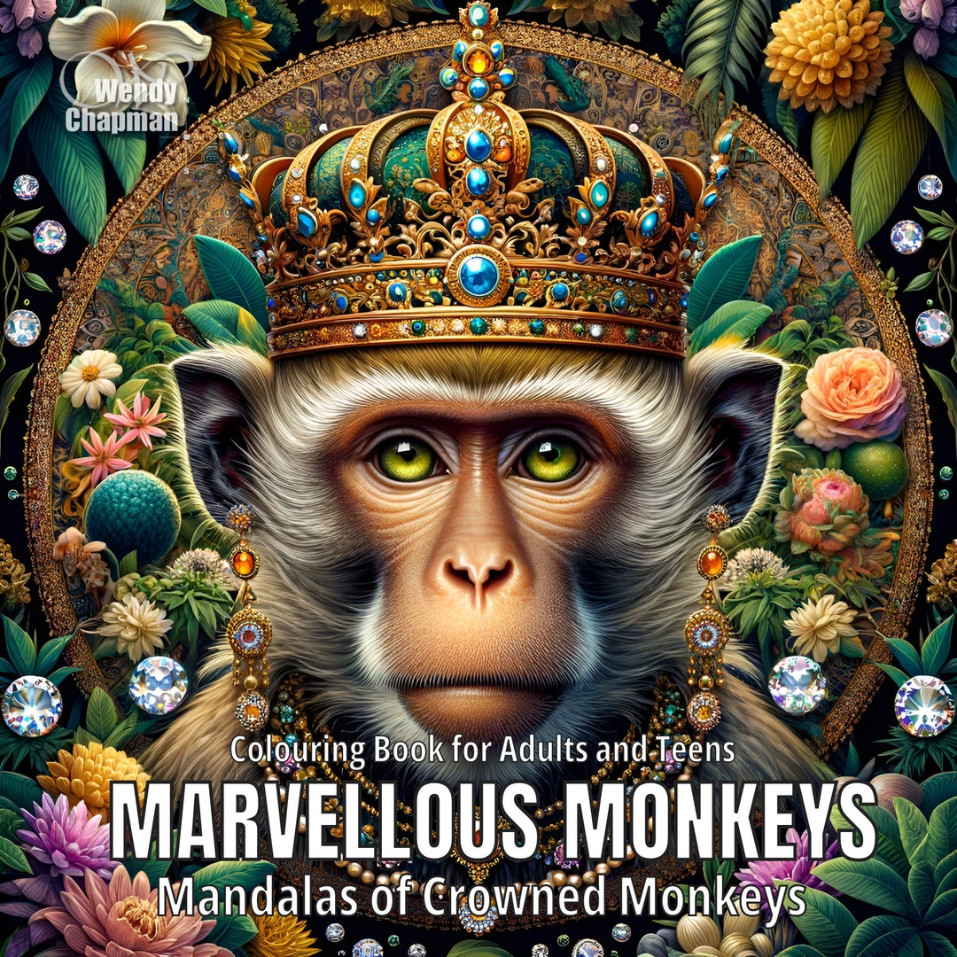 Marvellous Monkeys: Mandalas of Crowned Monkeys Monkey Colouring Book ...
