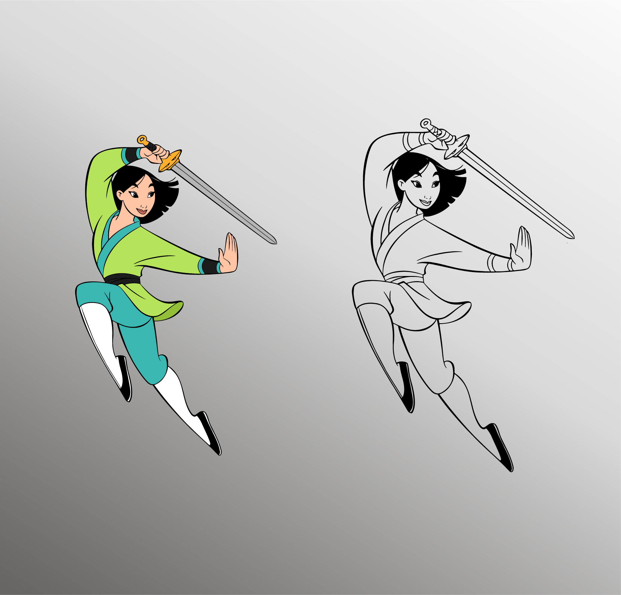 Mulan Fighting Silhouette
