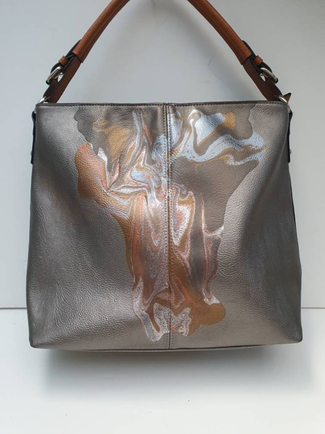 Metallic Top Handle , Hobo, Tote Bag, Silver Handbag, Sassy Duck Purse ...