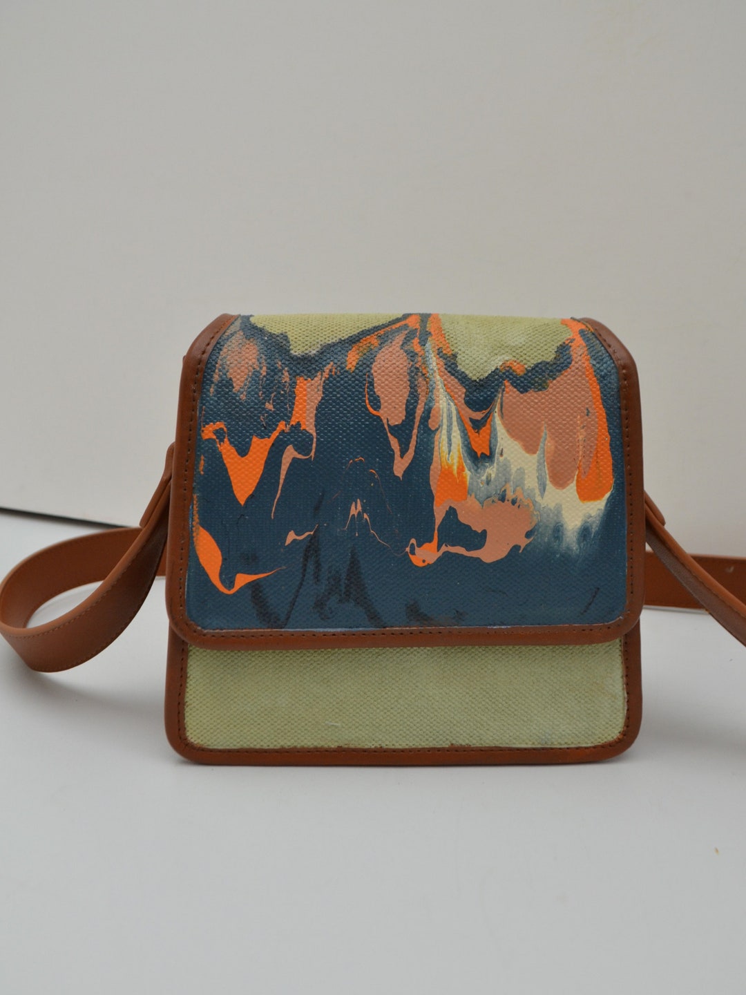 Hand Painted Bag ,small Structured Handbag,small Purse, Painted Purse ...