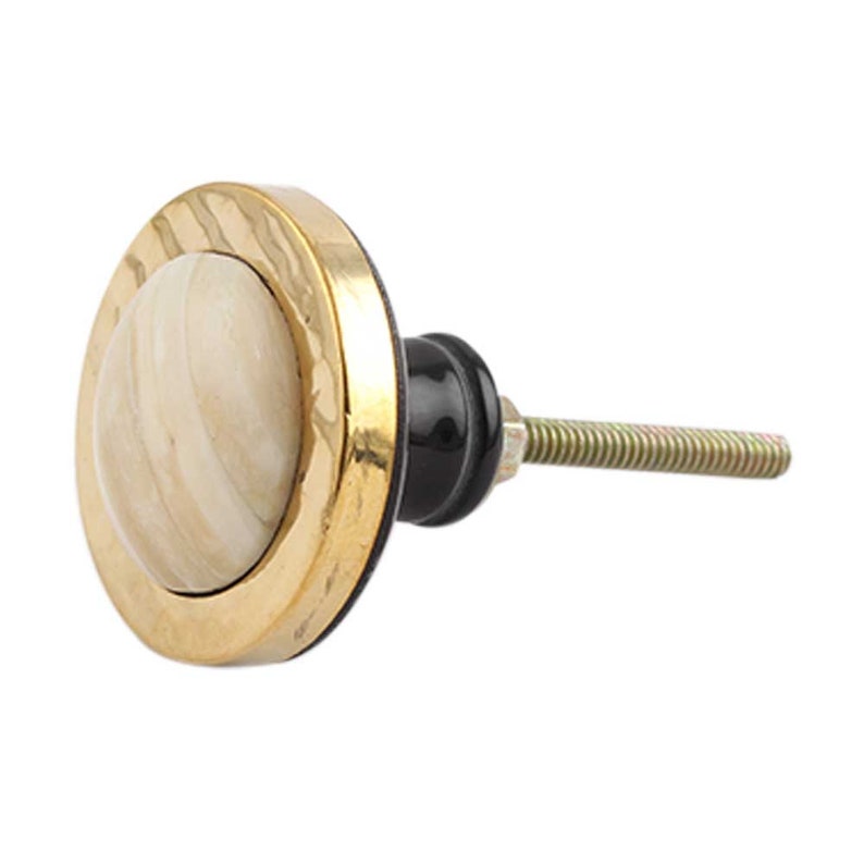 Round Cream Metal and Rustic Bone Cabinet Knob 1.4 With - Etsy