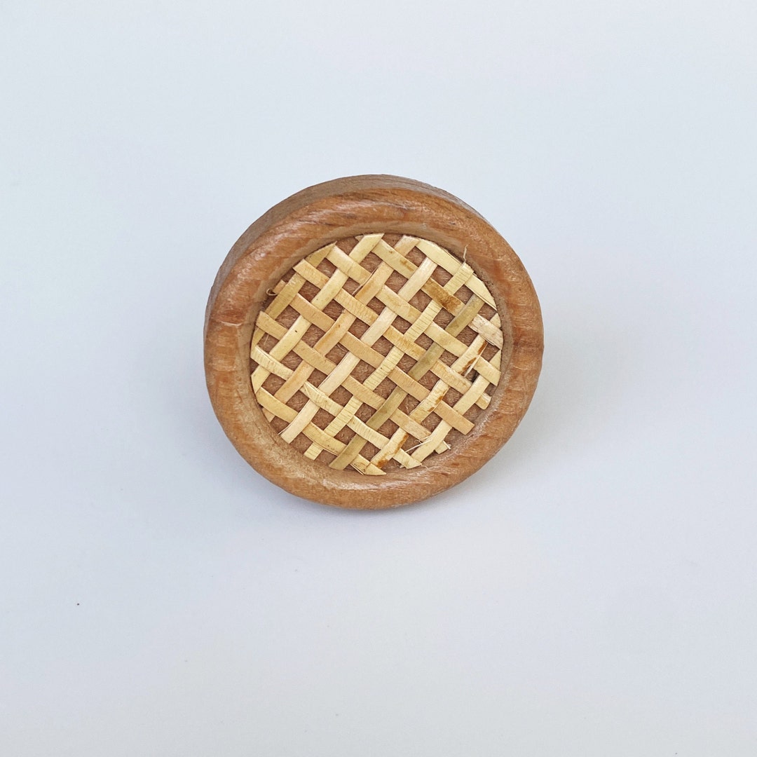 Rattan & Wood "marge" Cabinet Drawer Pull, Modern Cabinet Hardware ...