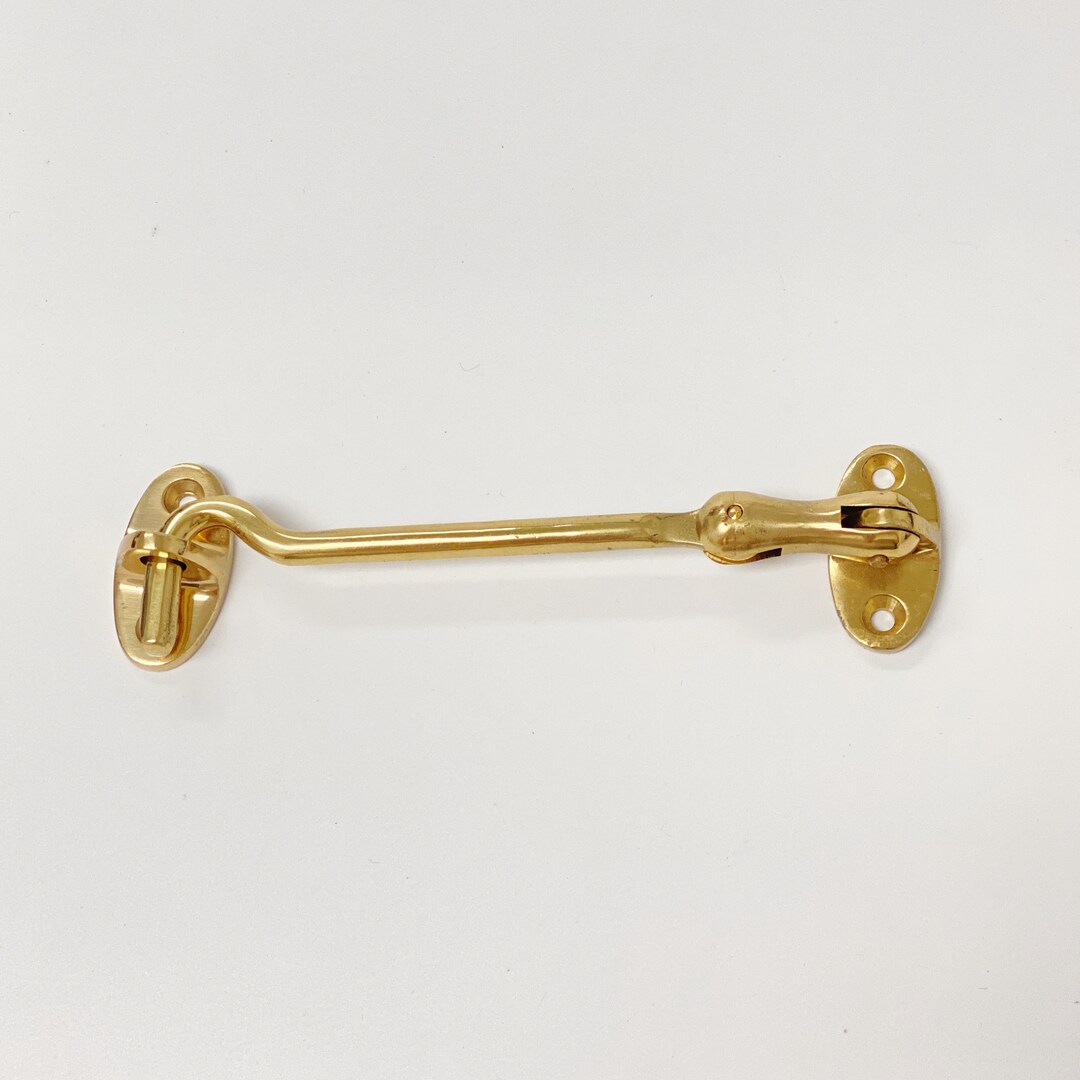 Solid Polished Brass 4" Hook and Eye Lock | Brass Door Accessories - Etsy