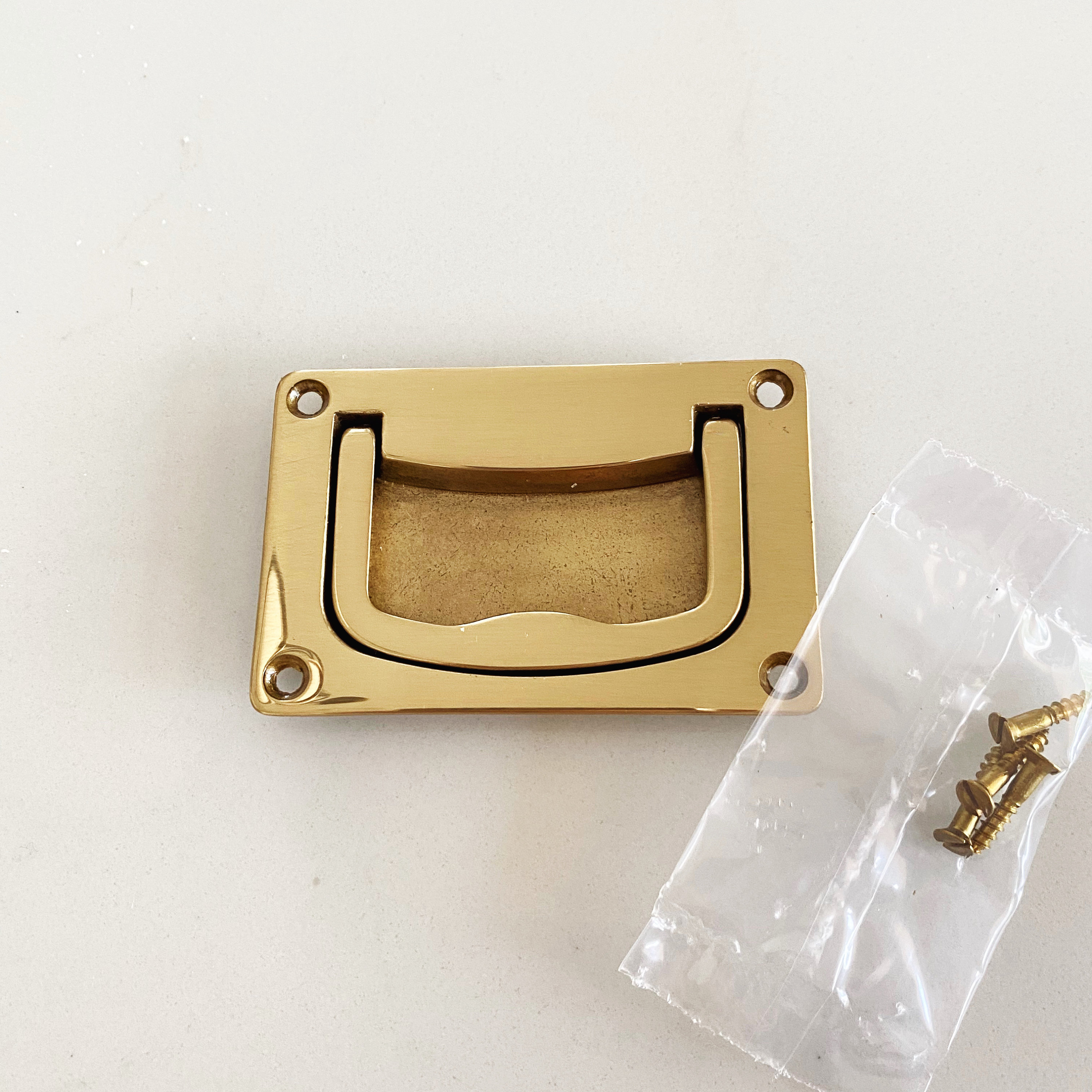 Brass Campaign Style Drawer Pull: Recessed Cabinet Hardware - Etsy