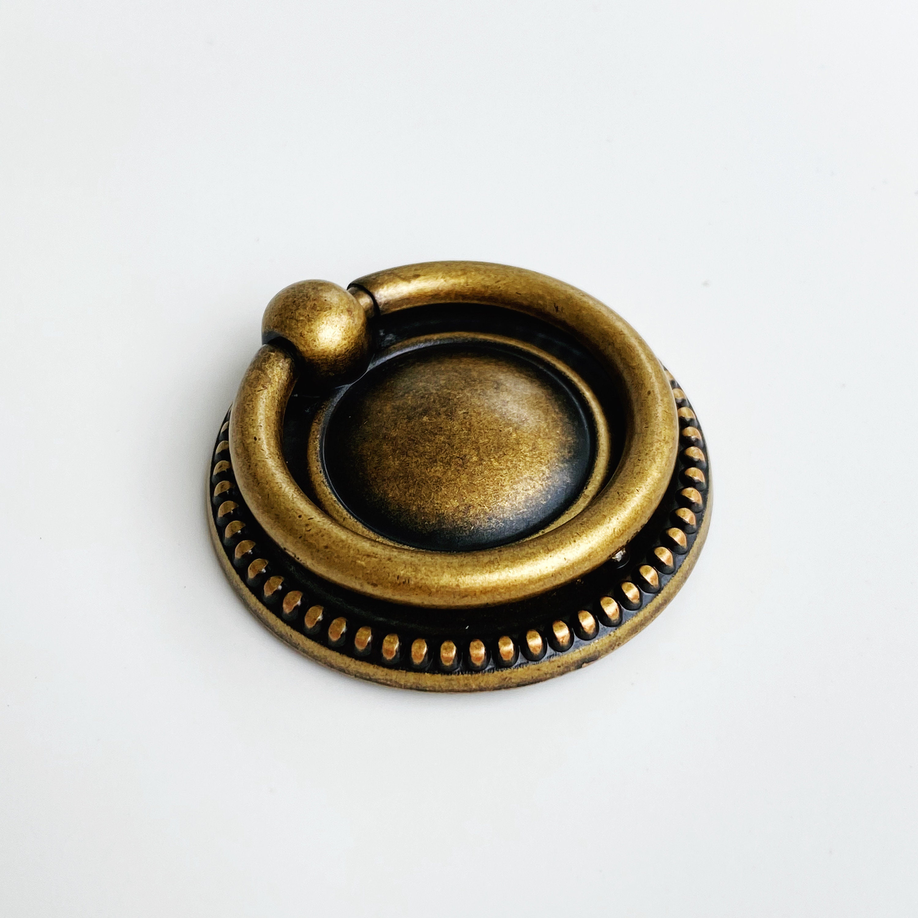 Antique Brass "dots" Ring Pull and Knob Farmhouse Cabinet Hardware - Etsy