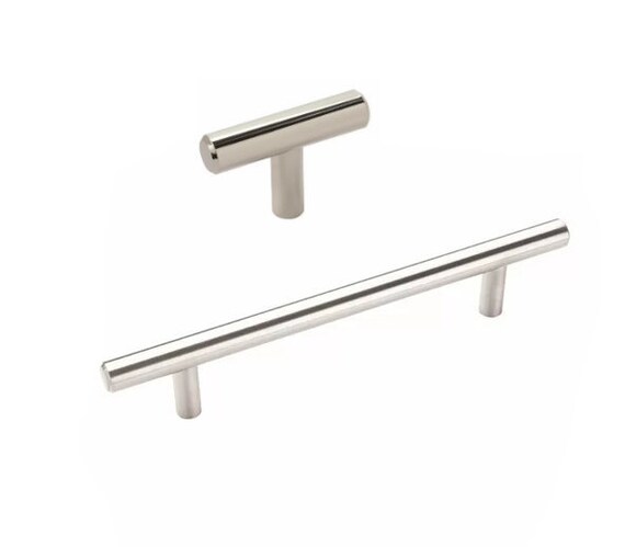 Polished Nickel T-bar Round Cabinet Knob and Pulls Drawer | Etsy