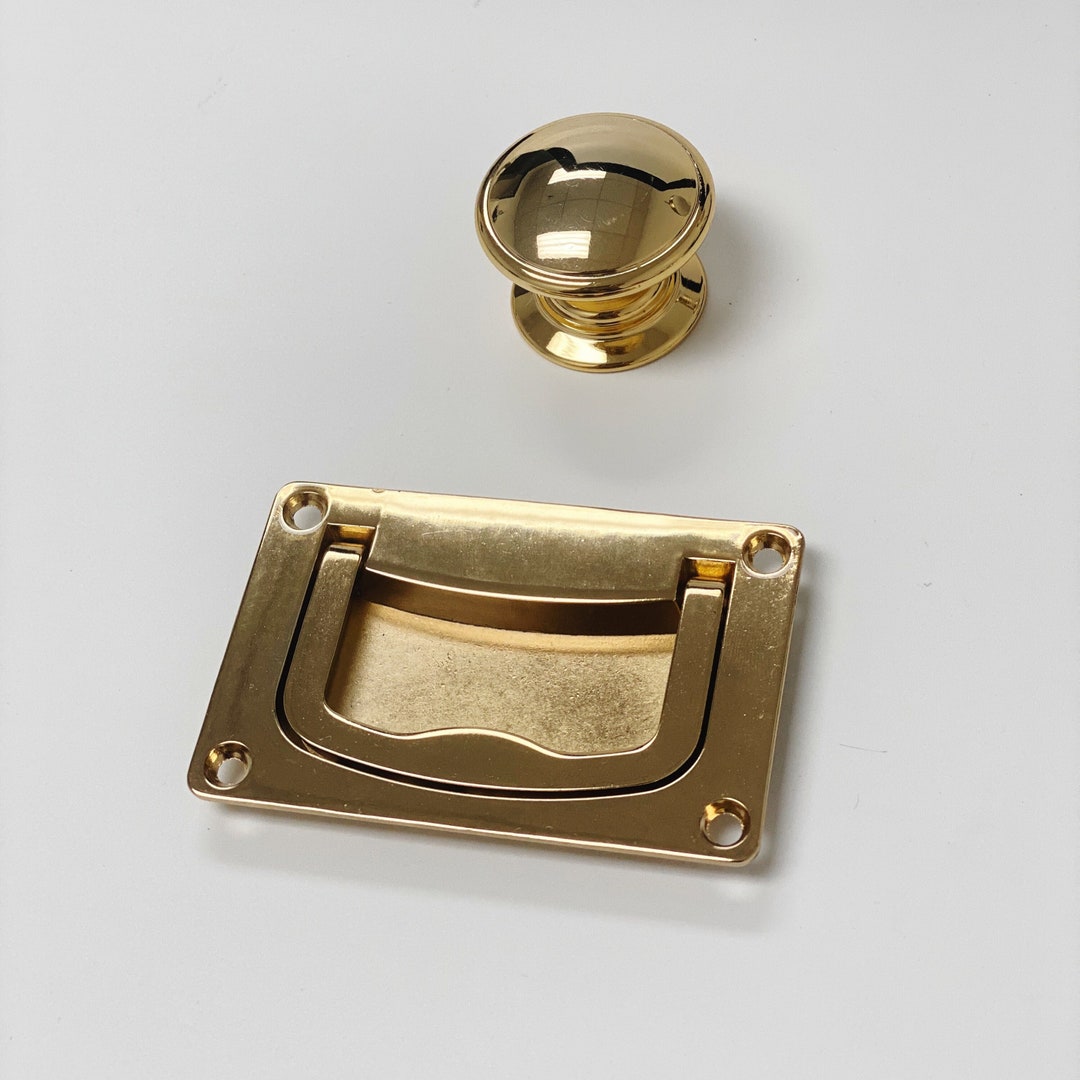 Brass Campaign Style Drawer Pull: Recessed Cabinet Hardware - Etsy