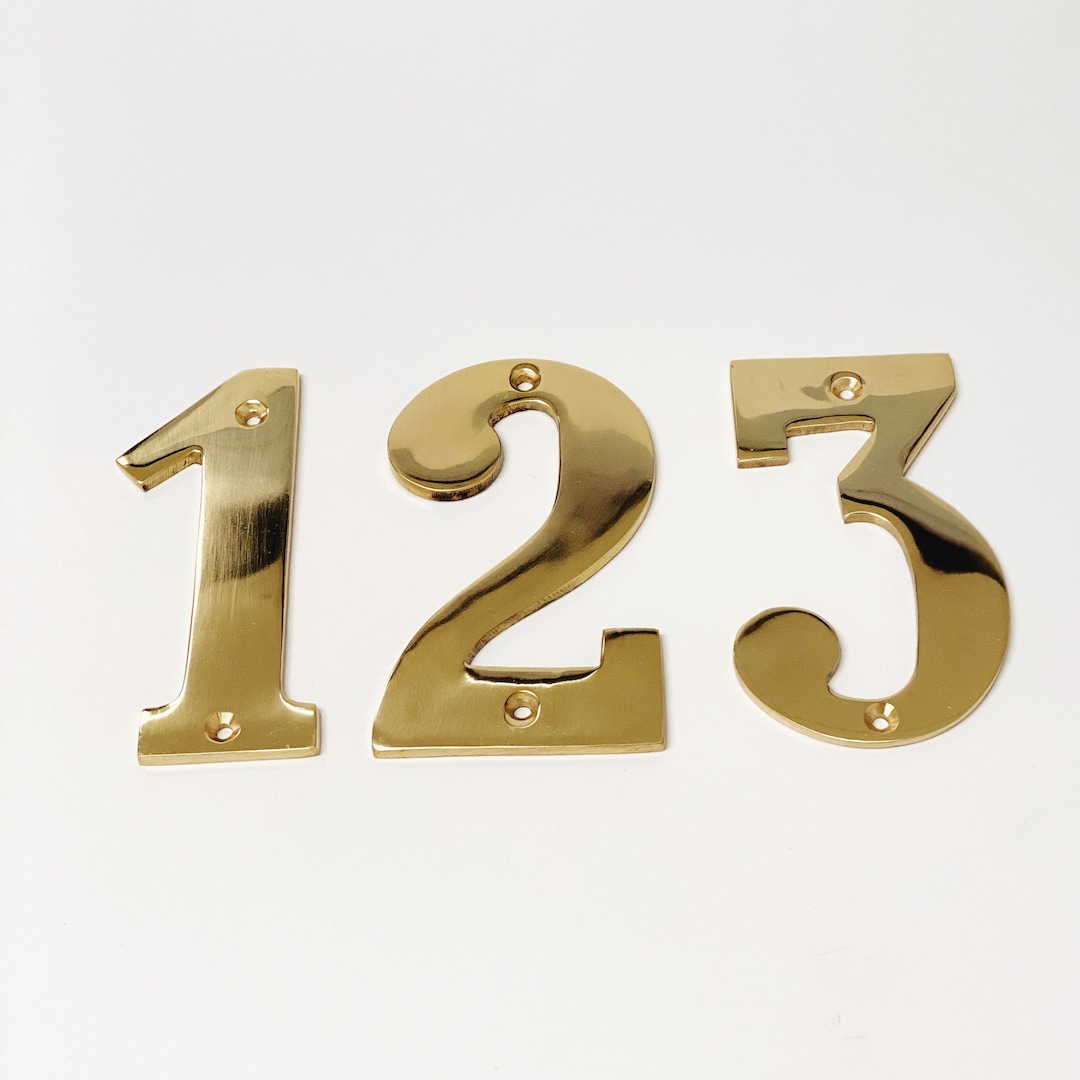Solid Polished Brass 4" House Numbers. - Etsy