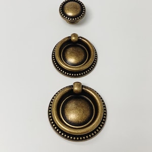 Antique Brass "dots" Ring Pull and Knob Farmhouse Cabinet Hardware - Etsy