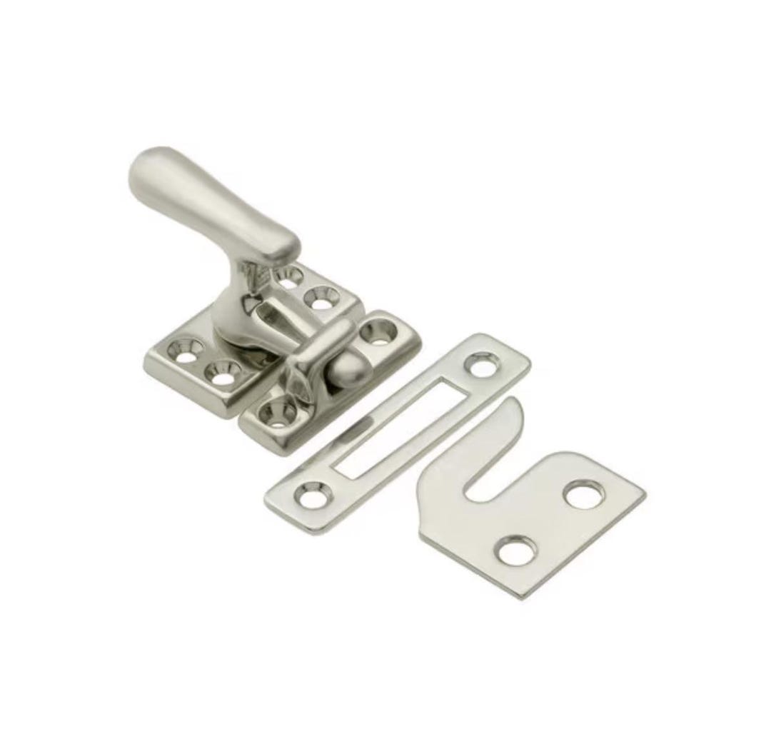 Classic Solid Brushed Nickel Casement Window Latch W Three Strikes ...