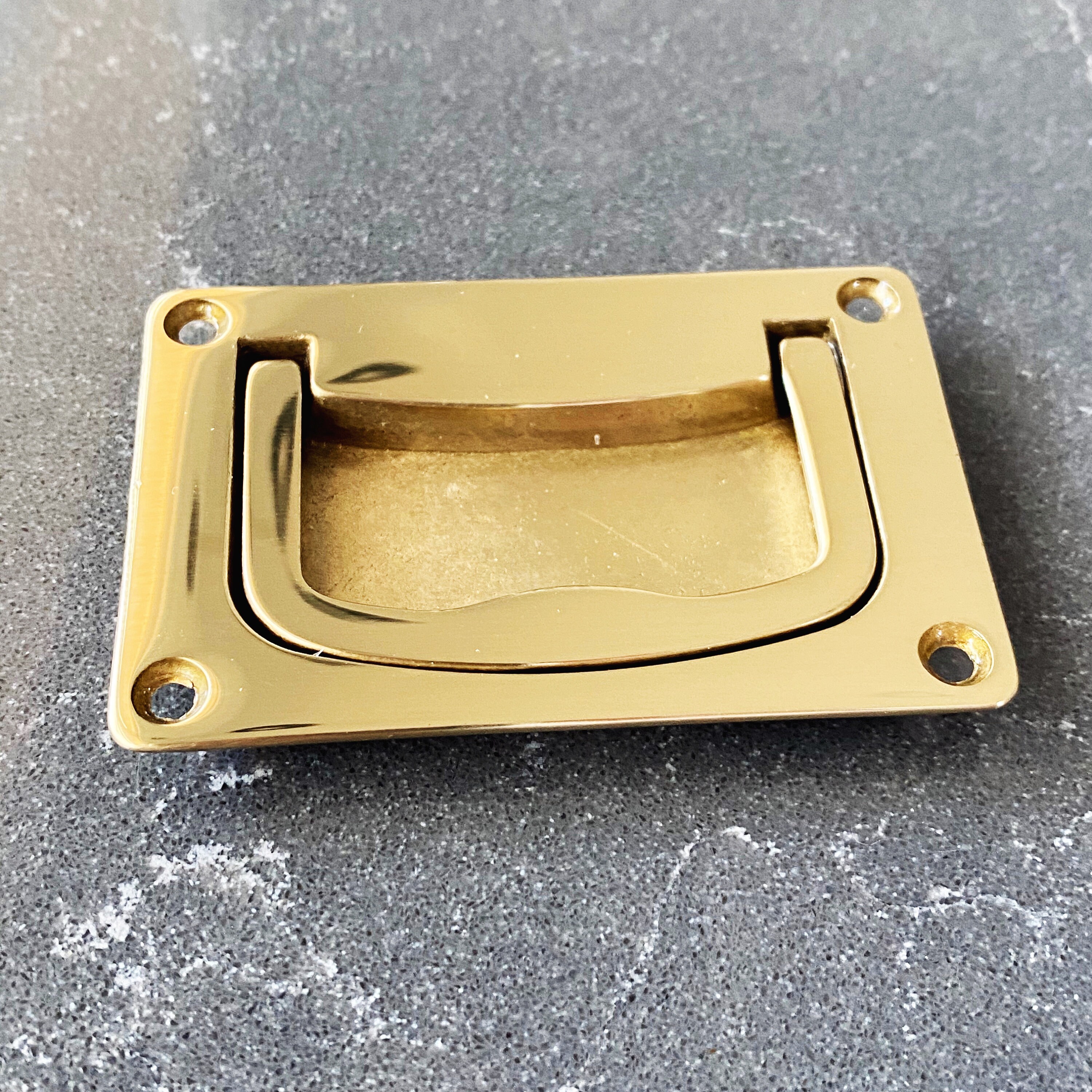 Brass Campaign Style Drawer Pull: Recessed Cabinet Hardware - Etsy
