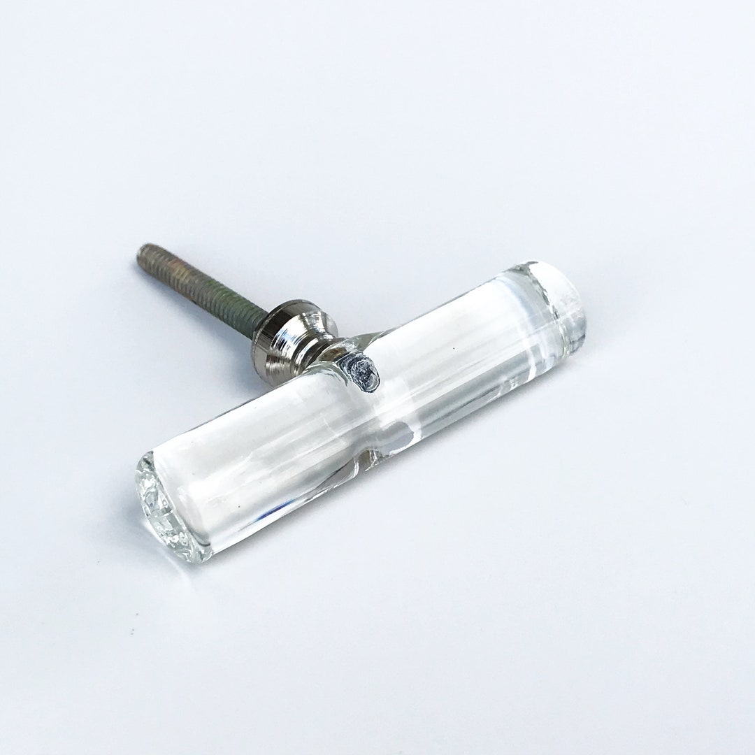 Glass Round Cylinder "narla" Drawer T-knob, Glass Cabinet Hardware ...