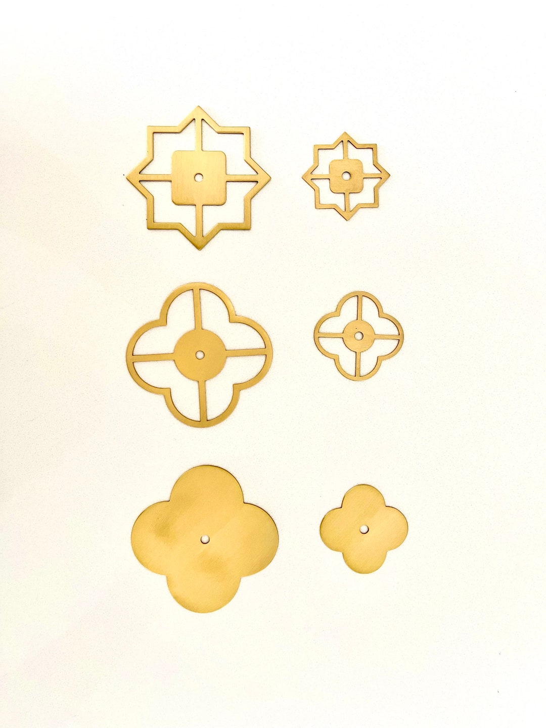 Brass Clover/star Base Plate Farmhouse Cabinet Hardware - Etsy