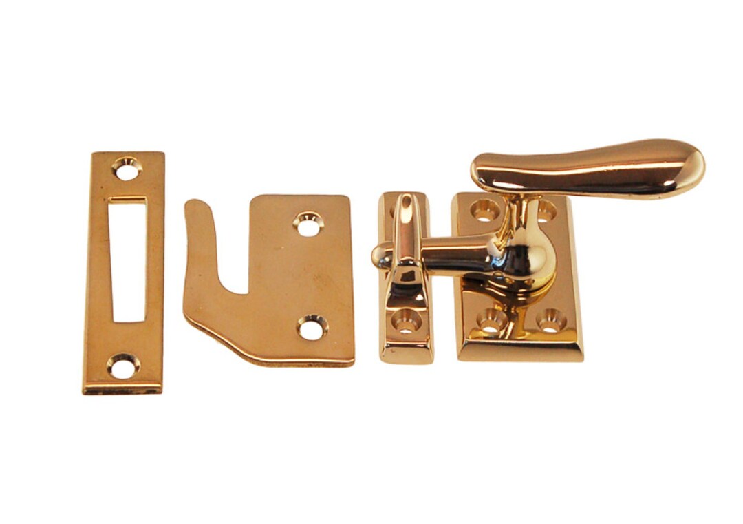 Casement Window Latch With 3 Strikes Lacquered Polished Brass - Etsy