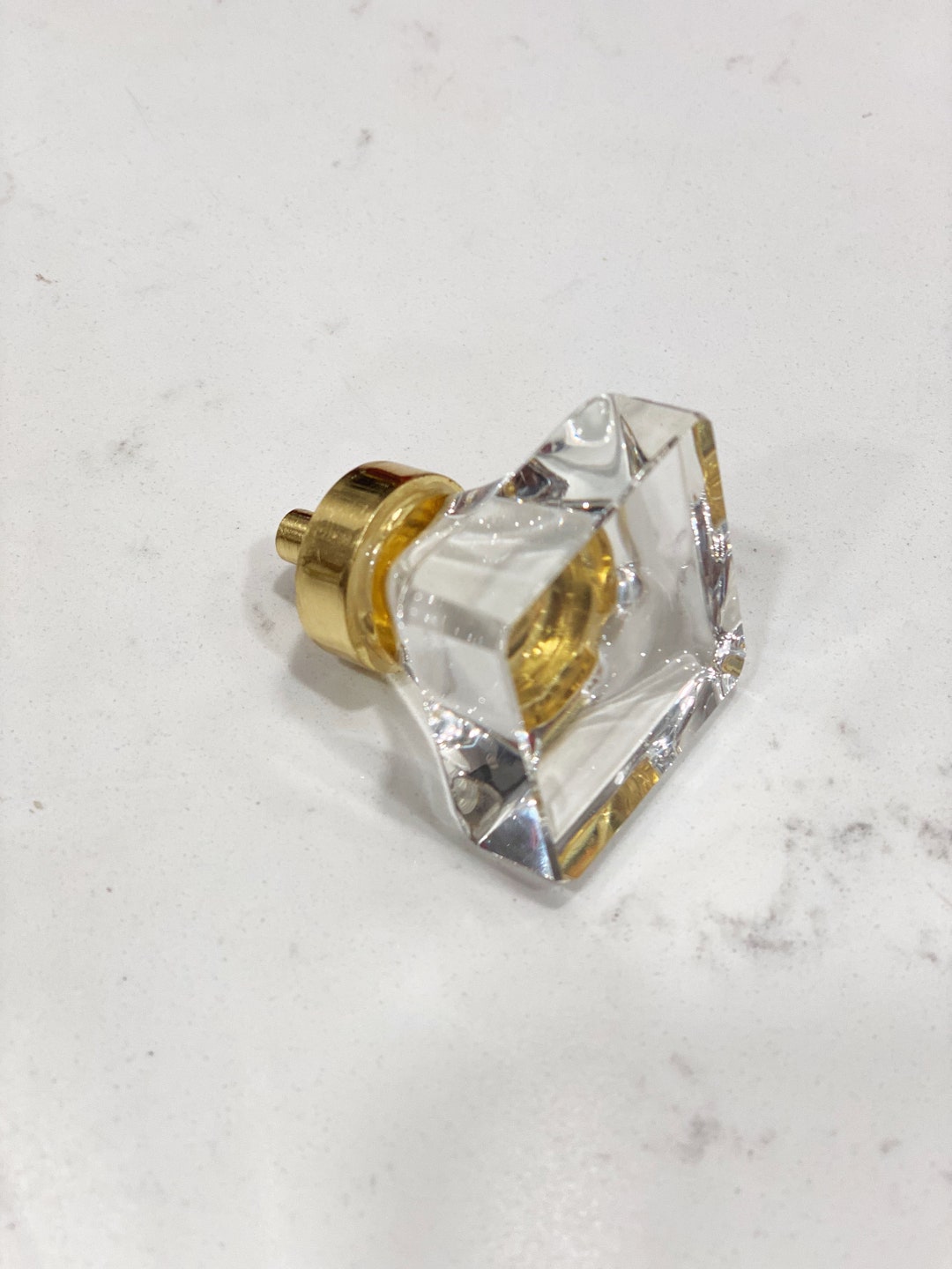 Brushed Brass Cube Glass Square Glass Cabinet Knob, Cabinet Hardware ...
