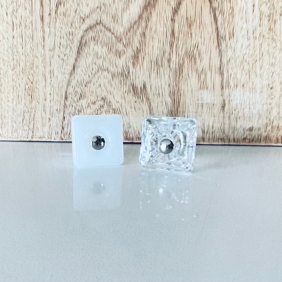 Glass Square Cabinet Knob With Nickel Bolt Glass Cabinet | Etsy