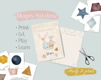 Shapes, Shape Matching Game, Educational Preschool Printable, Kids ...
