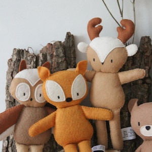 Woodland Animals Stuffed Toy, Felt Ornament Forest Animals, Natural ...