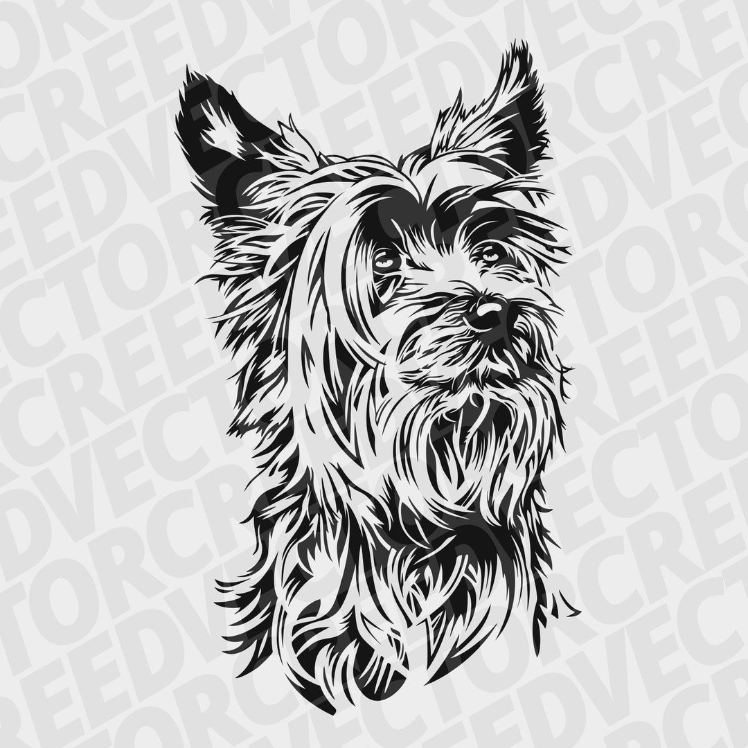 Yorkshire Terrier Svg, Yorkie Svg, Dog Head Svg, Dog Clipart, Yorkshire ...