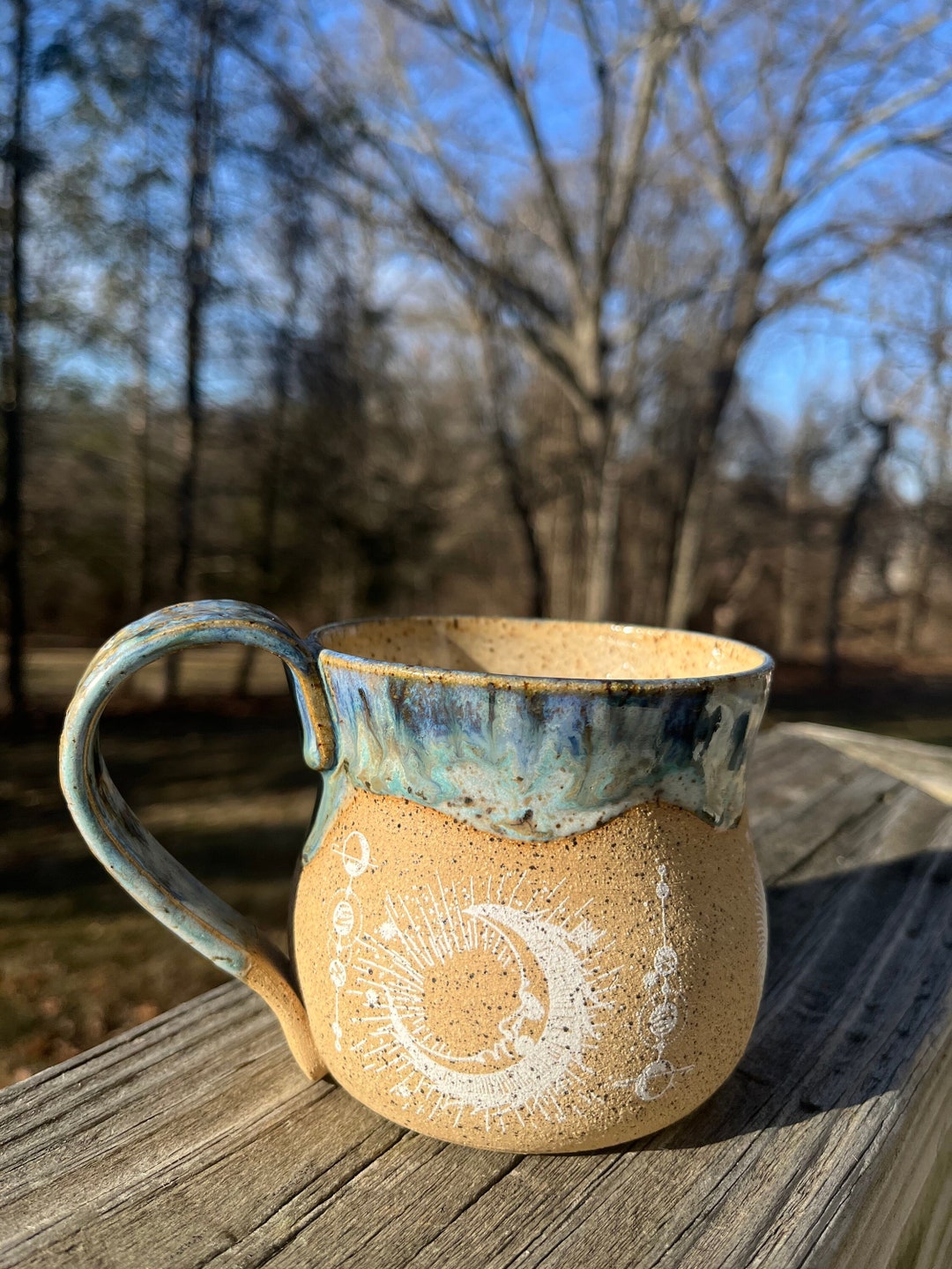 Handmade Ceramic Celestial Sun and Moon Pottery Mug 12 Oz. - Etsy