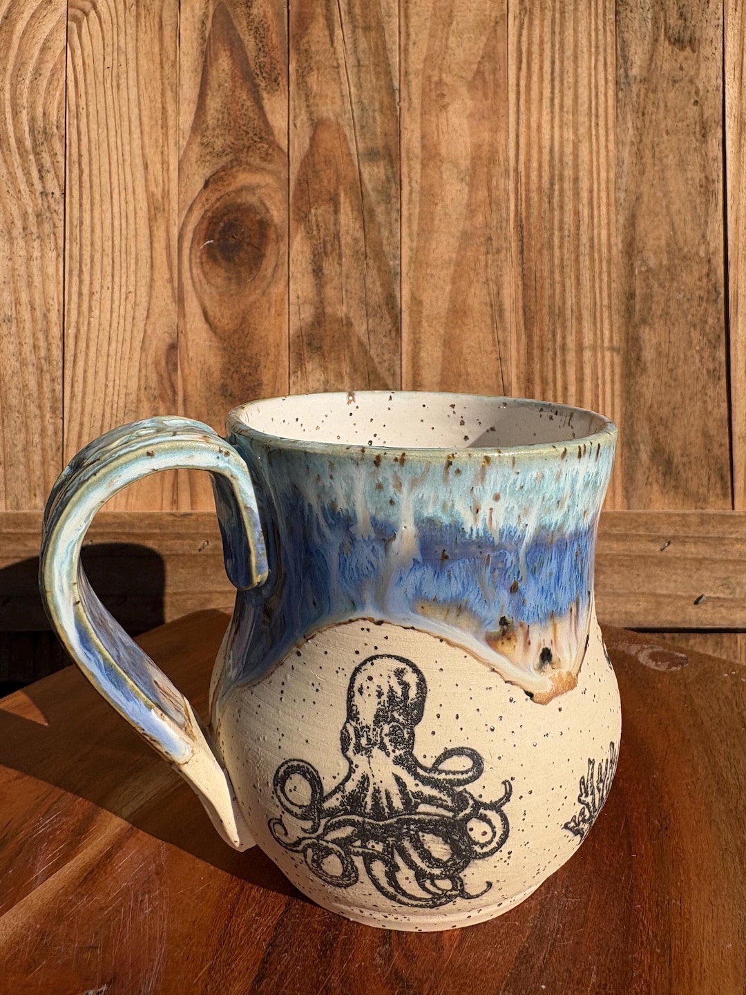 Octopus Pottery Mug/footprints Texture on Handle 12.5 Oz. - Etsy