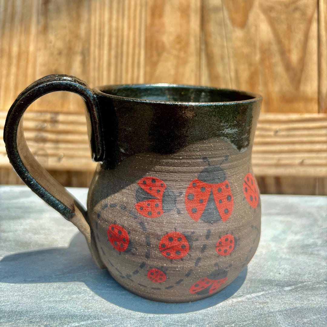 Black Sparkles Ladybug Pottery Mug 12 Oz. - Etsy