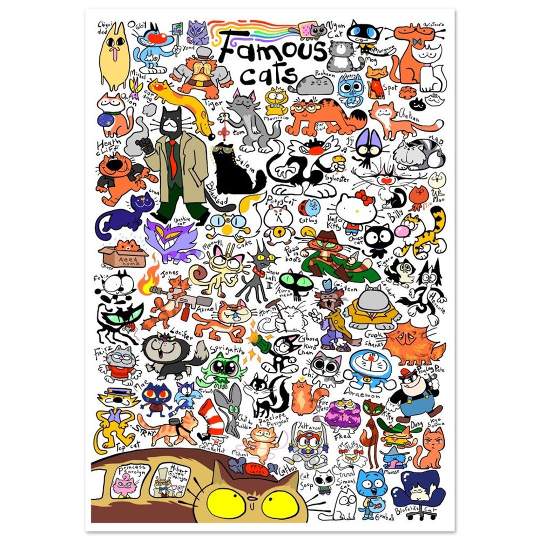 Famous Cats A3 Poster - Etsy