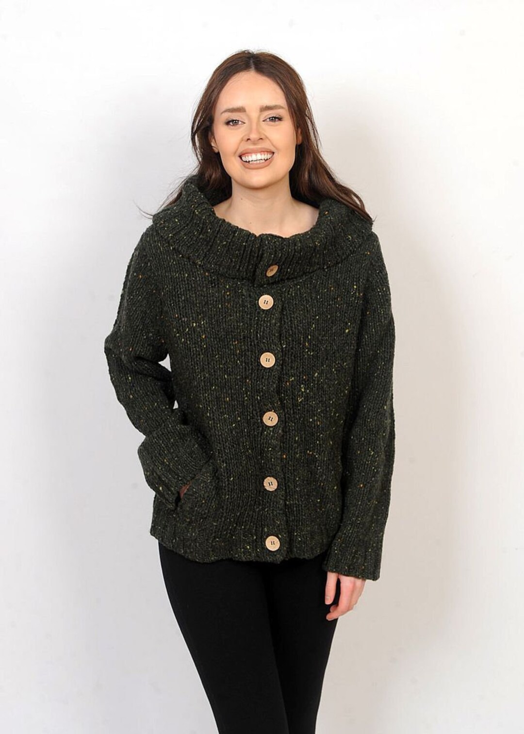 Womens Green Fleck Irish Cardigan / Sweater - Etsy