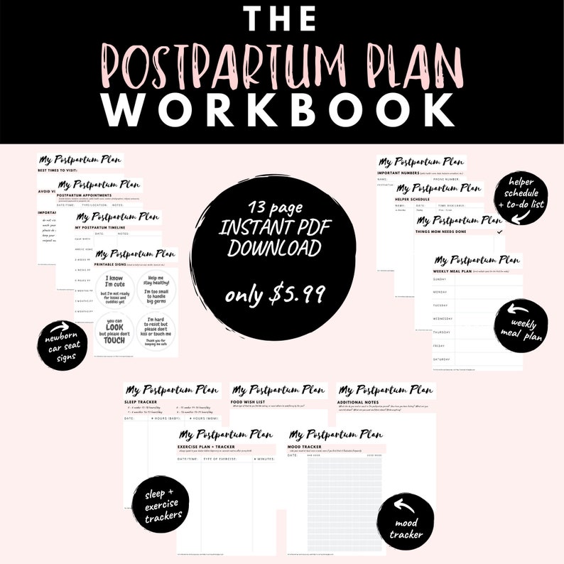 The Postpartum Plan Workbook PDF Workbook for the Postpartum - Etsy Canada